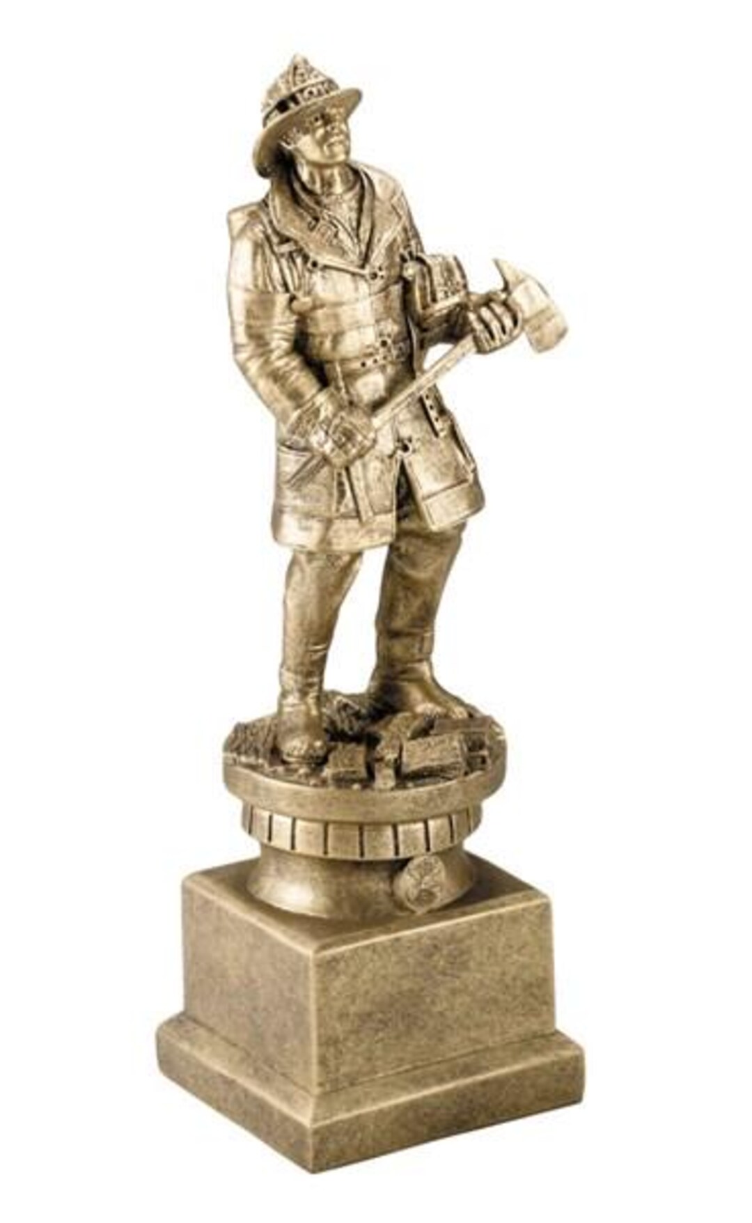 Personalized Antique Gold Tone Resin Firefighter With Axe Sculpture - Etsy
