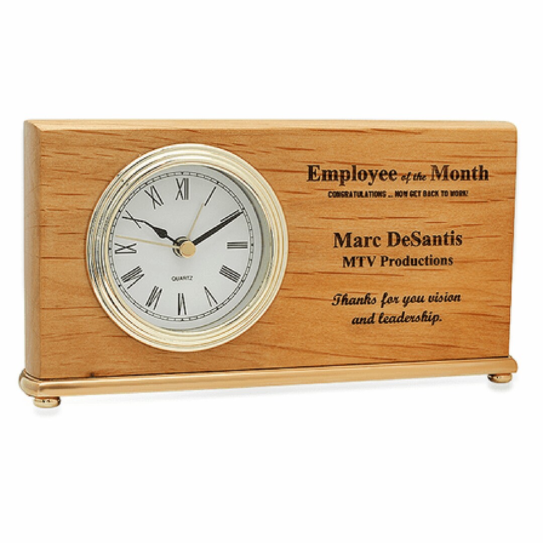 Employee of the Month Red Alder Desk Clock - Etsy