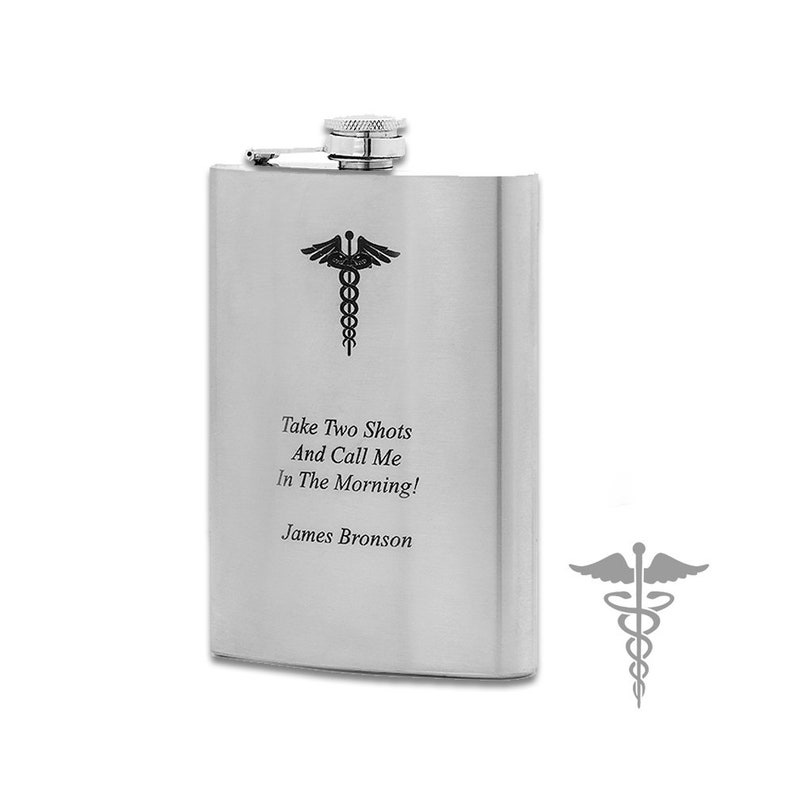 Doctor's Flask With Free Custom Engraving - Personalized Steel Flask ...