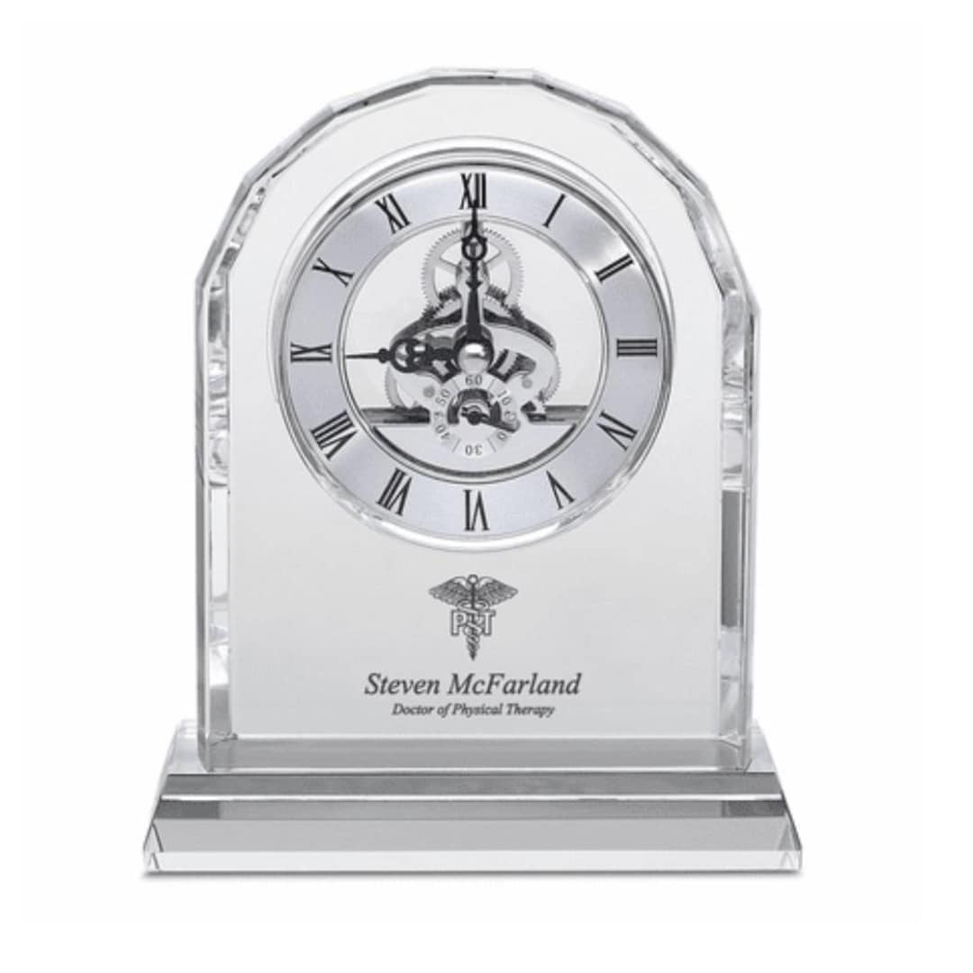 Physical Therapist Solid Crystal Personalized Quartz Clock With Arched ...