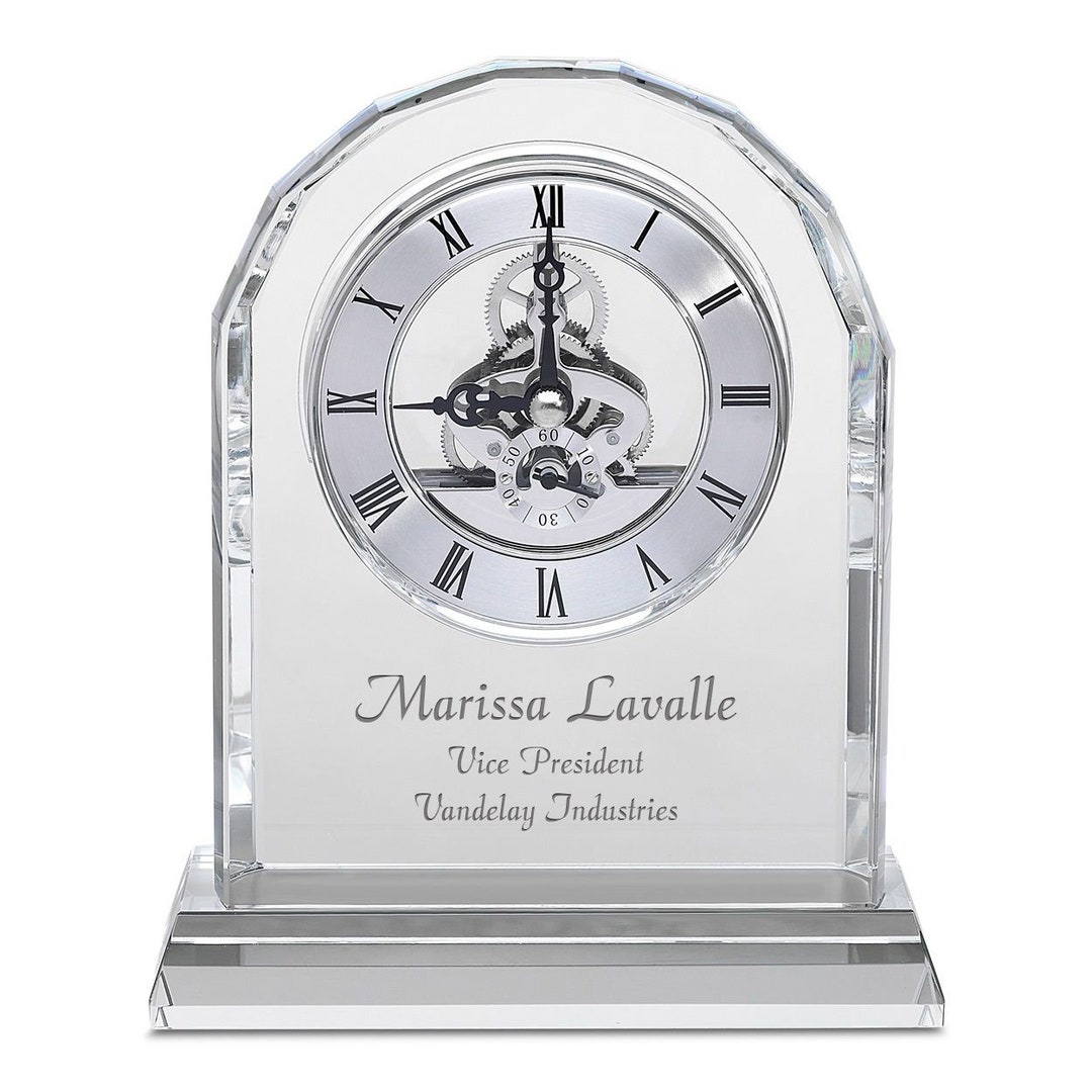 Solid Crystal Personalized Quartz Clock With Arched Top - Customized ...