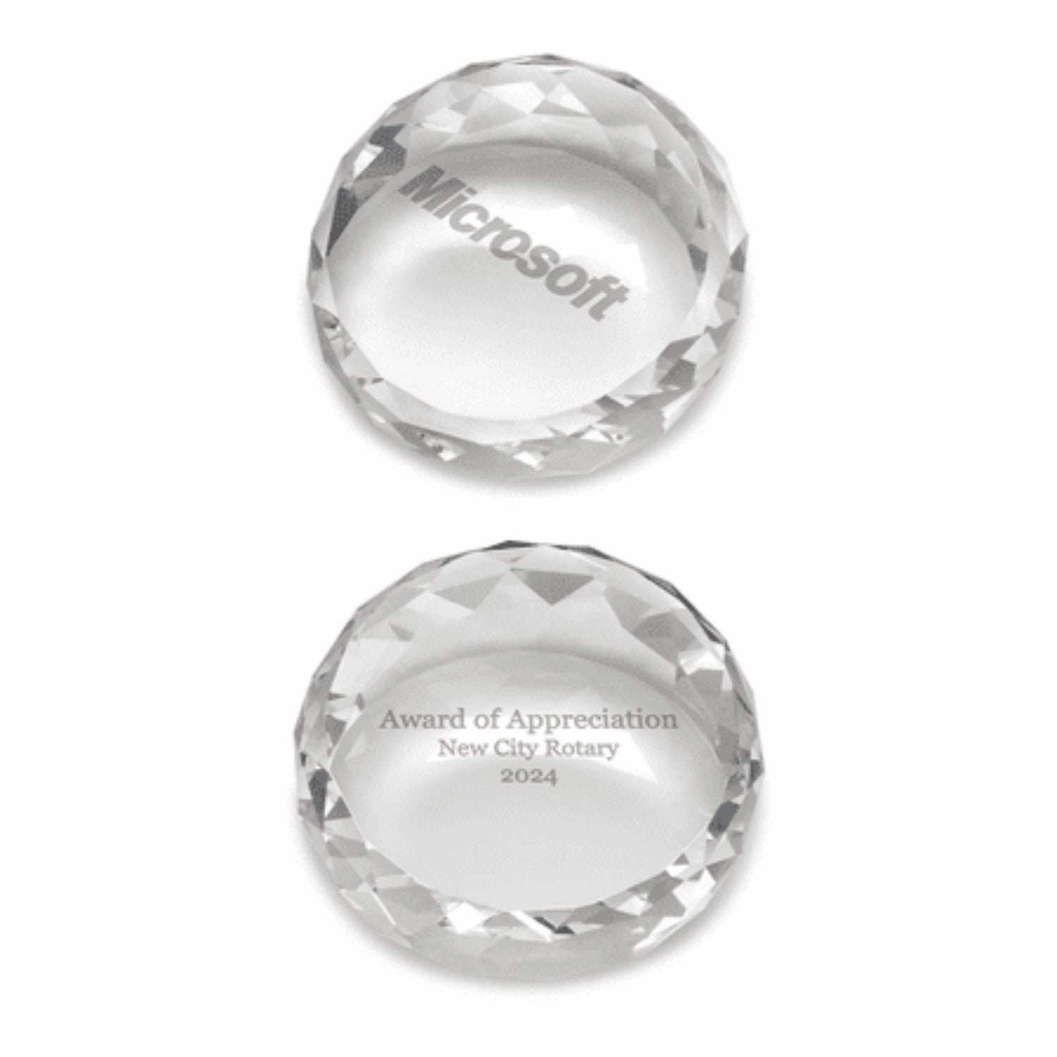 Laser Engraved Uneven Round Paperweight & Desktop Award With Faceted ...