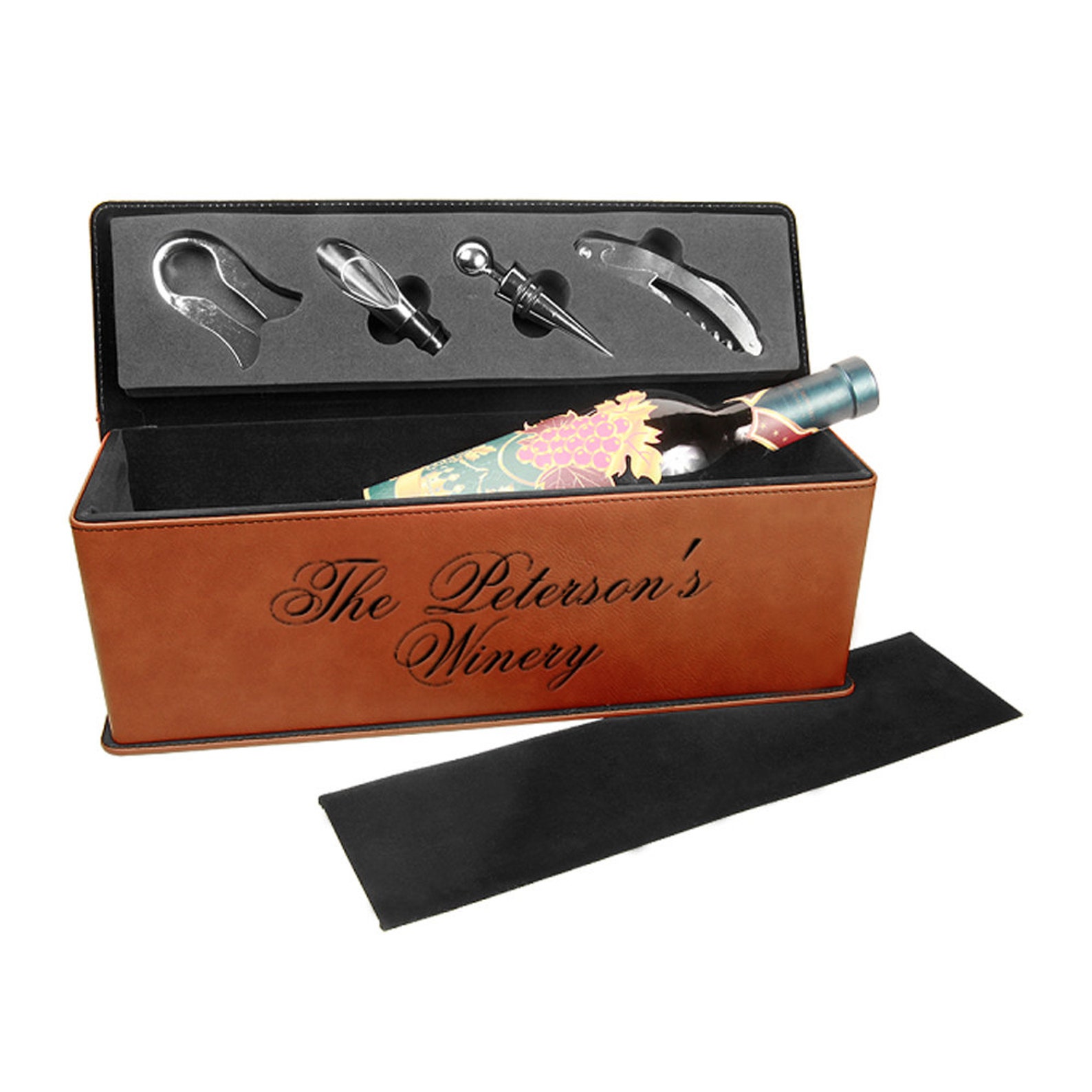 Personalized Rawhide Wine Bottle Box and Tools Engraved Leather Wine ...