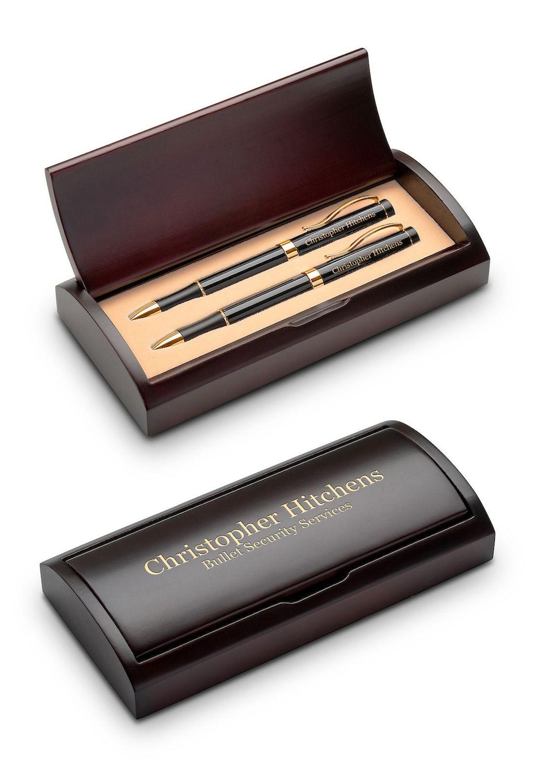 Personalized Ballpoint Pen & Pencil Set With Rosewood Box - Custom ...