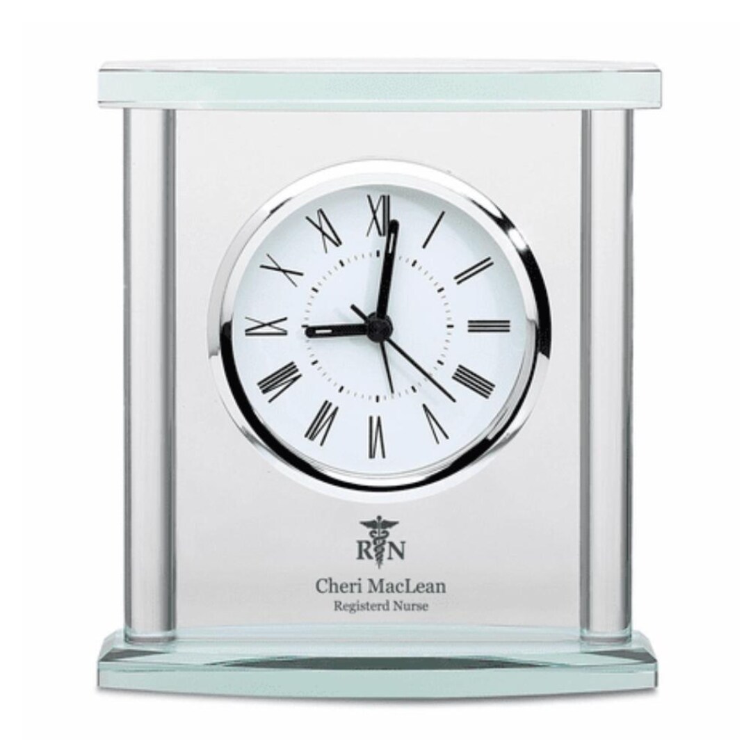 Nurse Personalized Glass Table Clock With Silver Finish Accents - Etsy