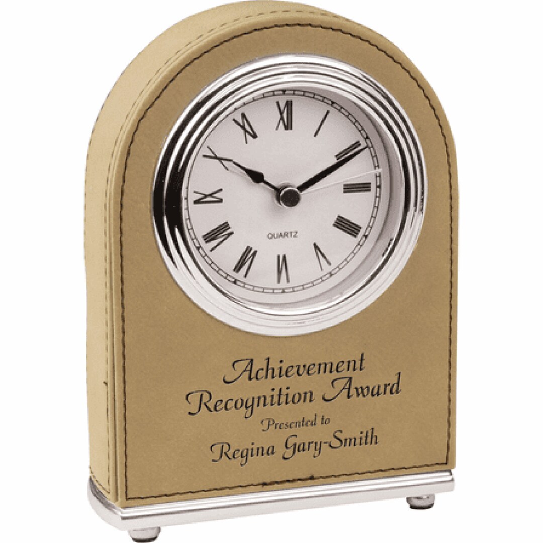 Personalized Light Brown Arch Style Desk Clock - Etsy