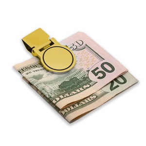 Polished Gold Round Face Engraved Hinged Money Clip - Hinged Gold Tone ...