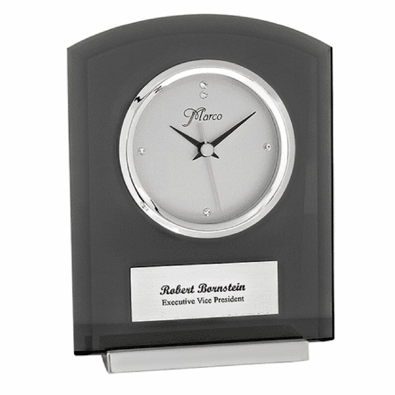 Smoked Glass Personalized Desktop Clock - Etsy