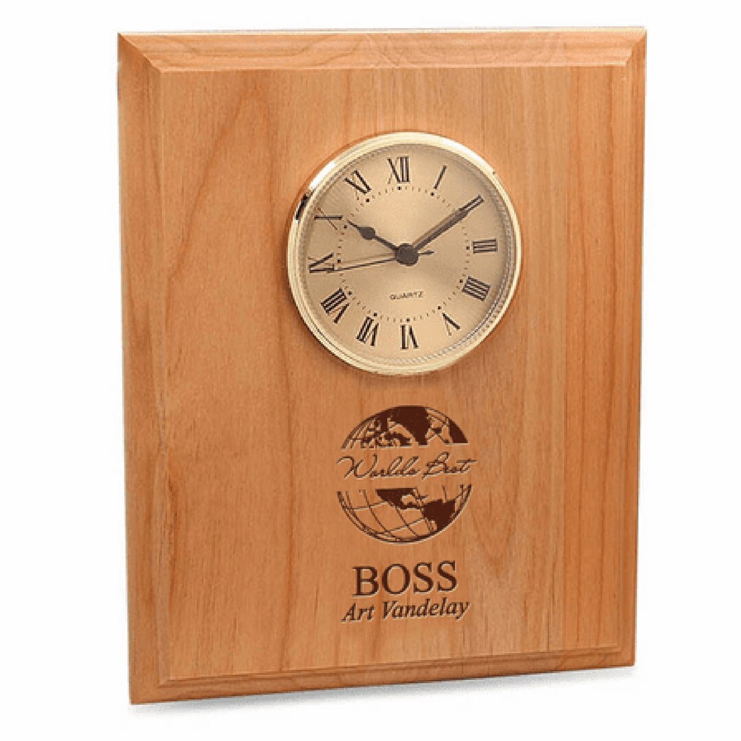 World's Best Boss Red Alder Recognition Wall Clock - Etsy