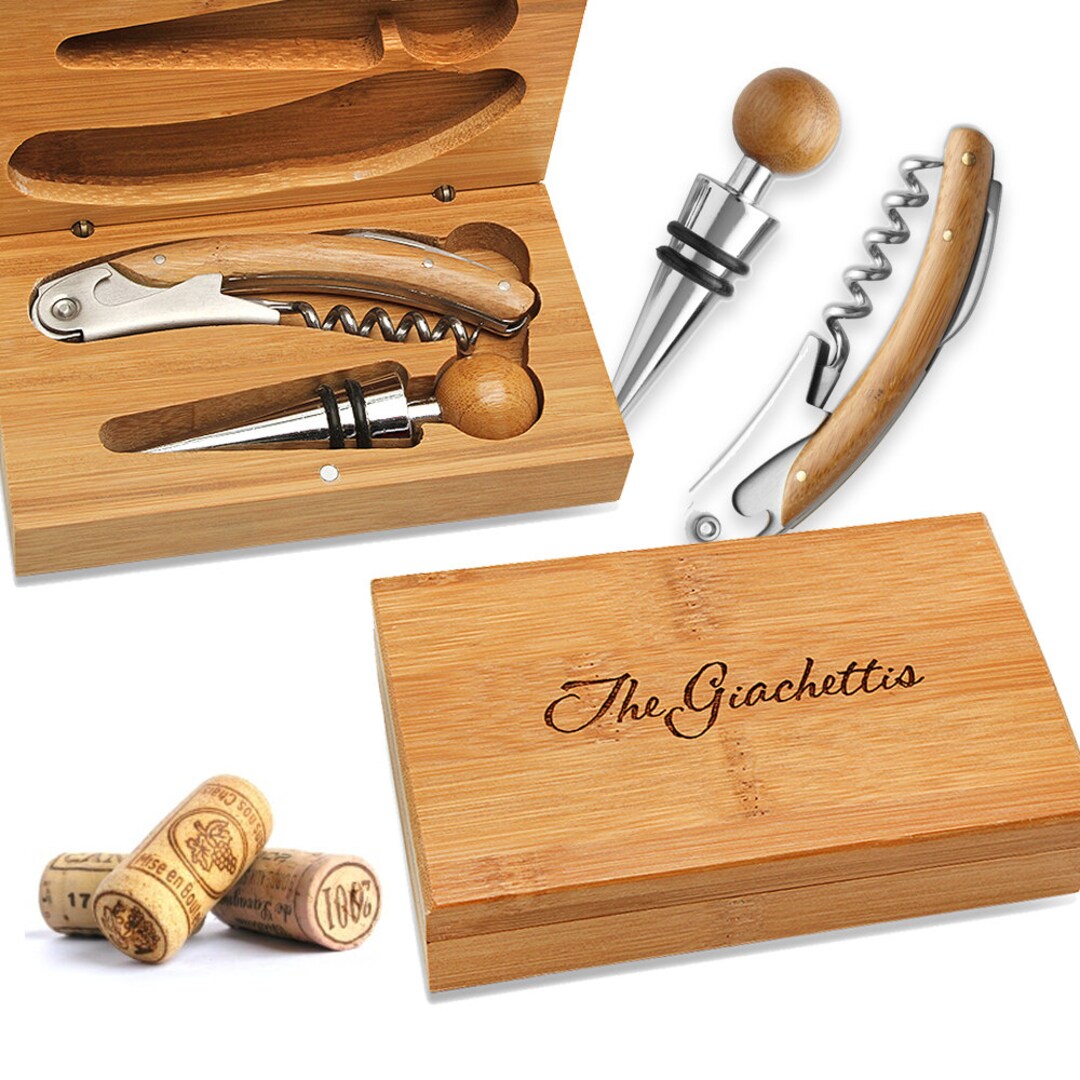 Personalized Custom Engrave Wine Accessory Gift Set - Wine Accessories ...