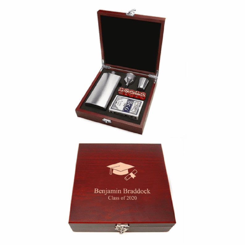 Cap and Gown Graduates Flask & Gaming Set | Etsy