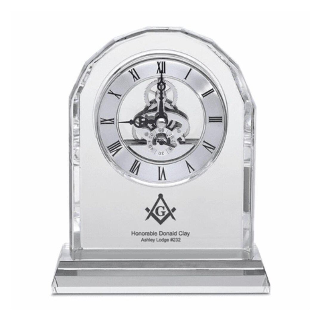 Masonic Solid Crystal Personalized Quartz Clock With Arched Top - Etsy