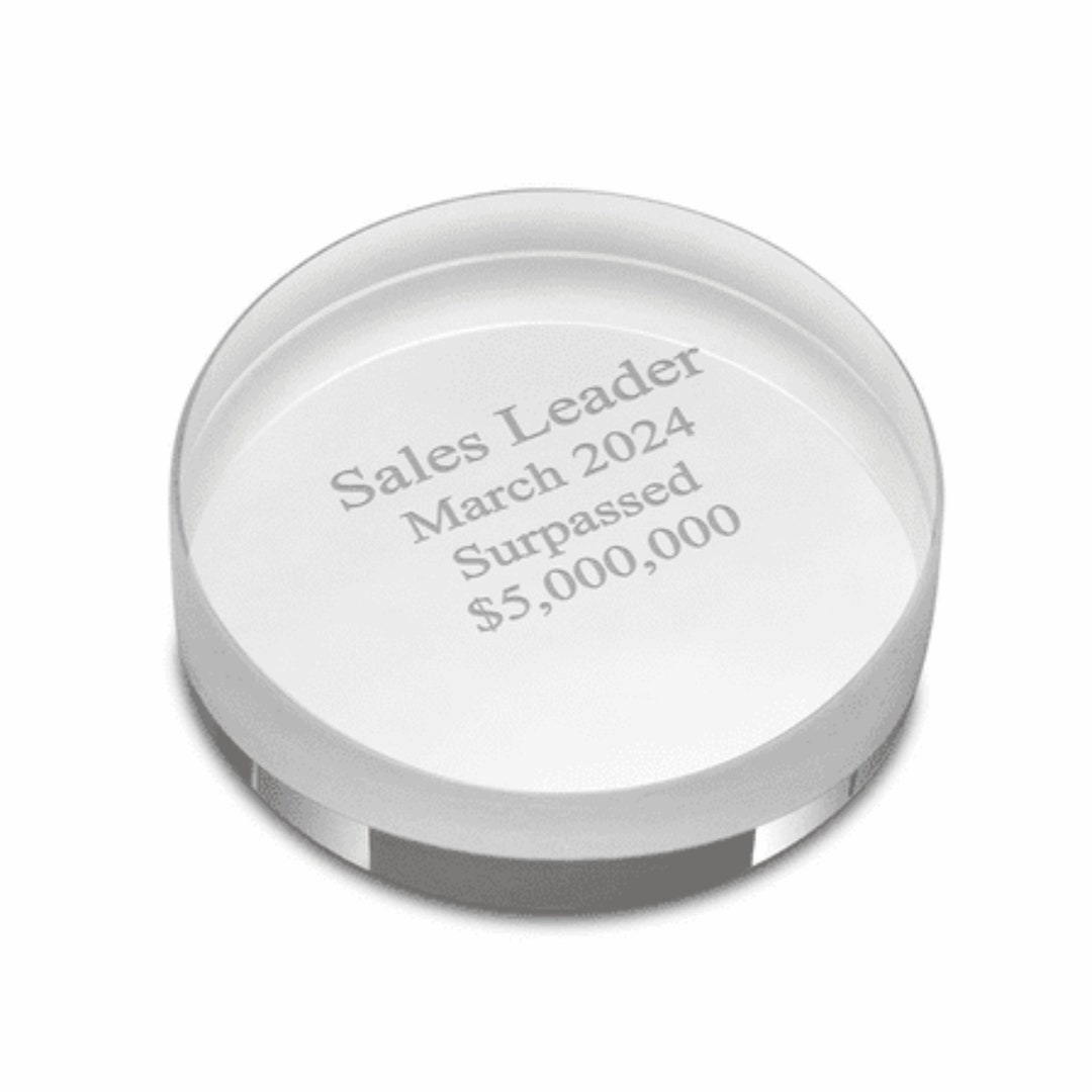 Crystal Clear Round Paperweight With Free Laser Engraving - Etsy