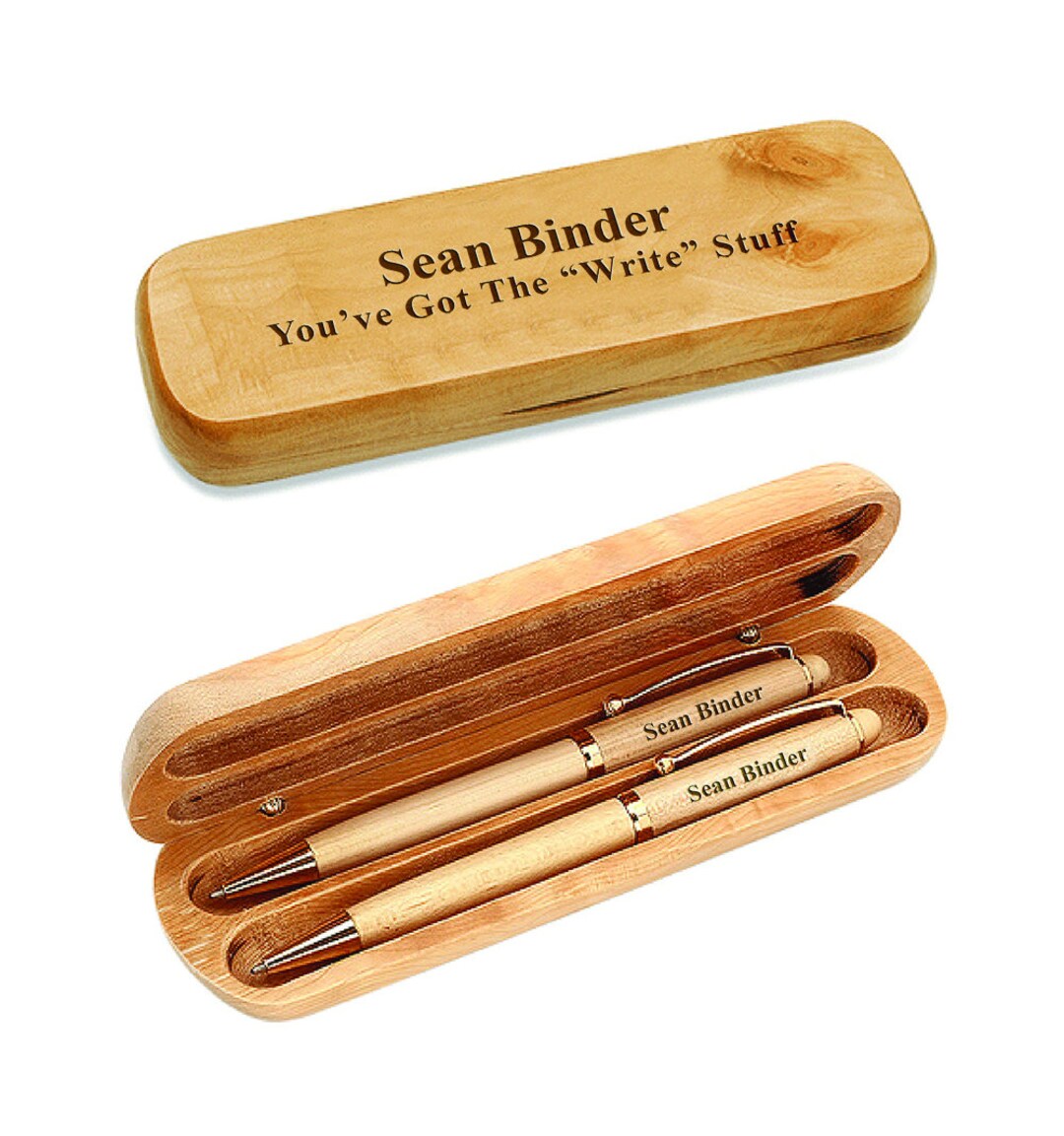 Custom Engraved Wood Pen Set - Personalized Maple Wood Double Pen Set ...