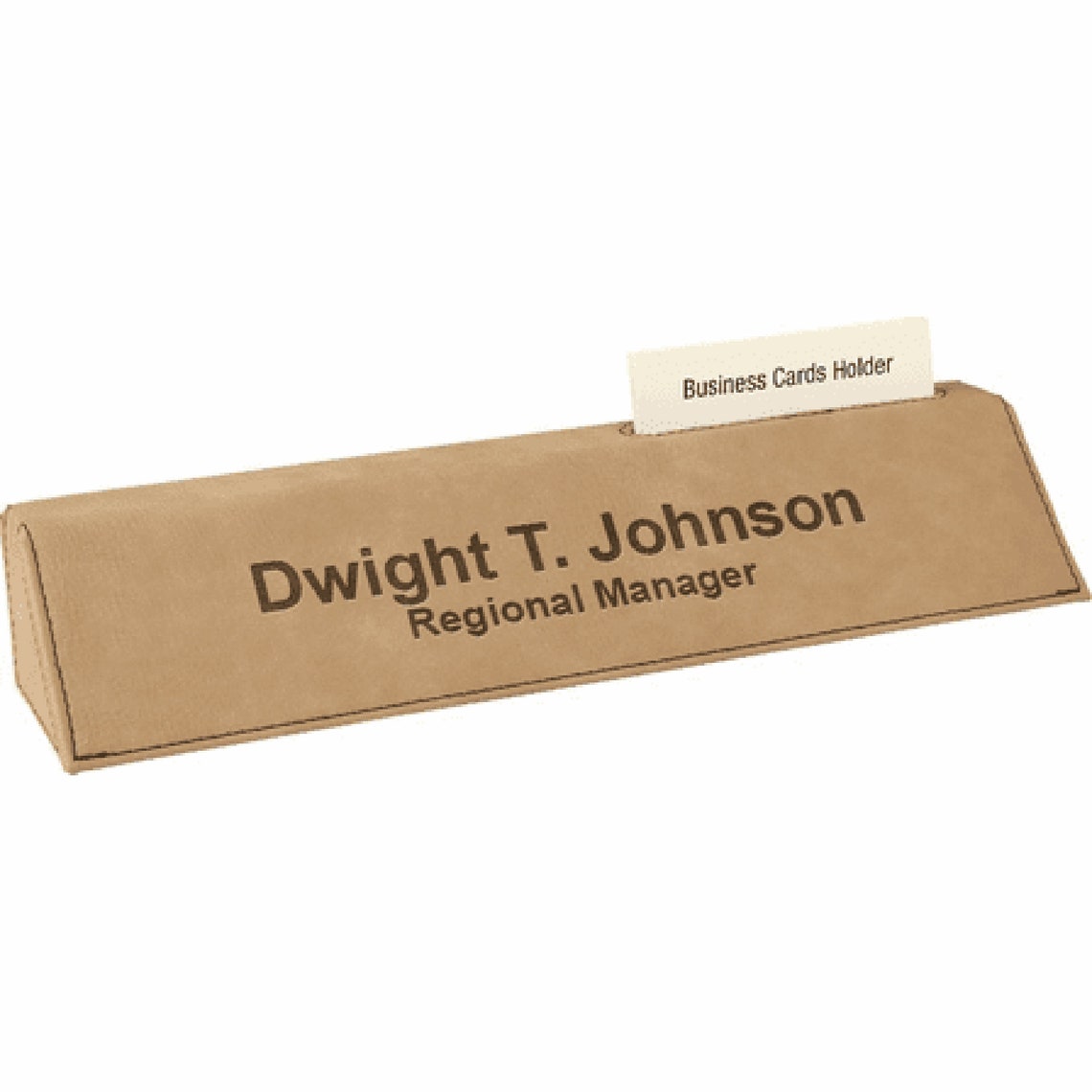 Personalized Light Brown Desk Wedge With Business Card Holder - Etsy