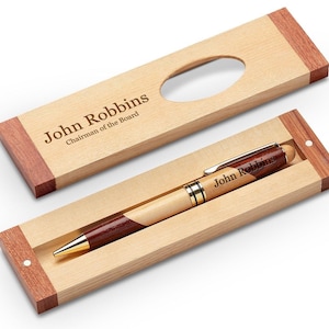 Custom Engraved Maple & Rosewood Two Tone Pen and Box - Custom ...