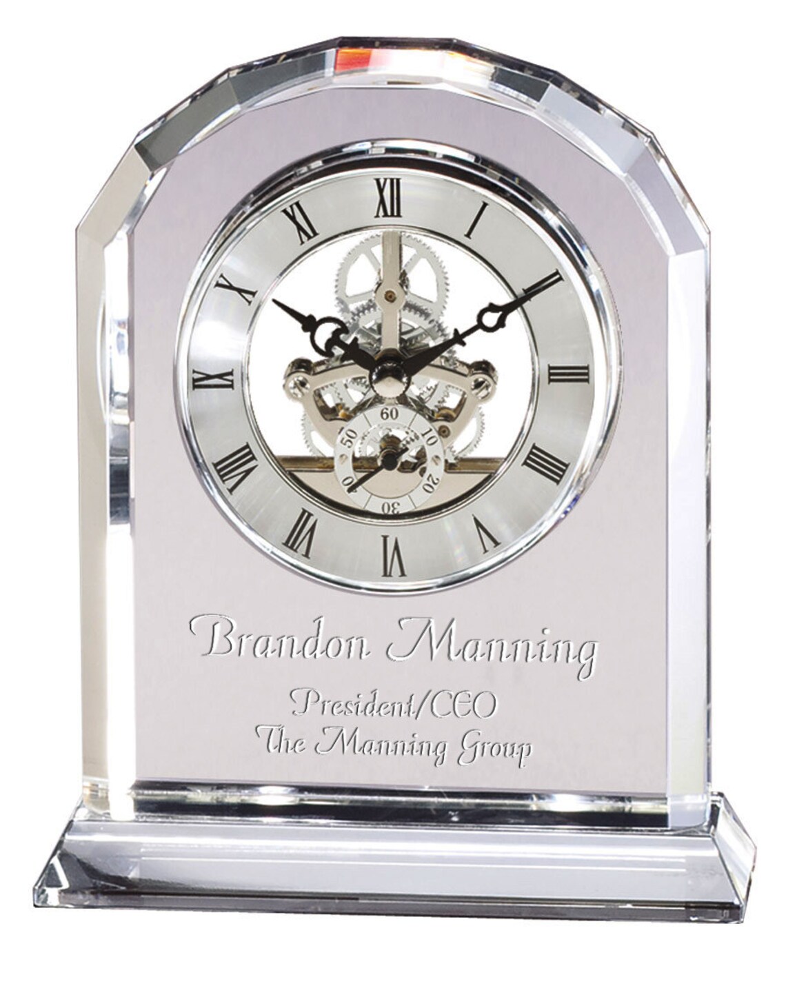 Solid Crystal Personalized Quartz Clock With Arched Top - Etsy