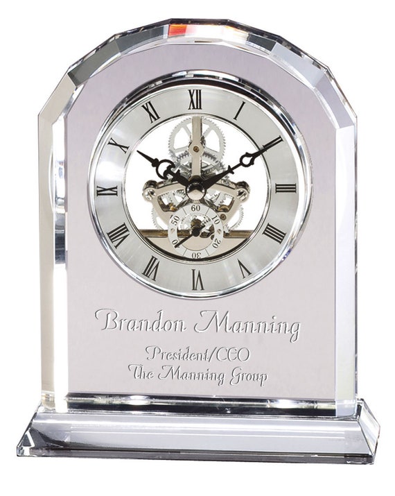 Solid Crystal Personalized Quartz Clock With Arched Top | Etsy
