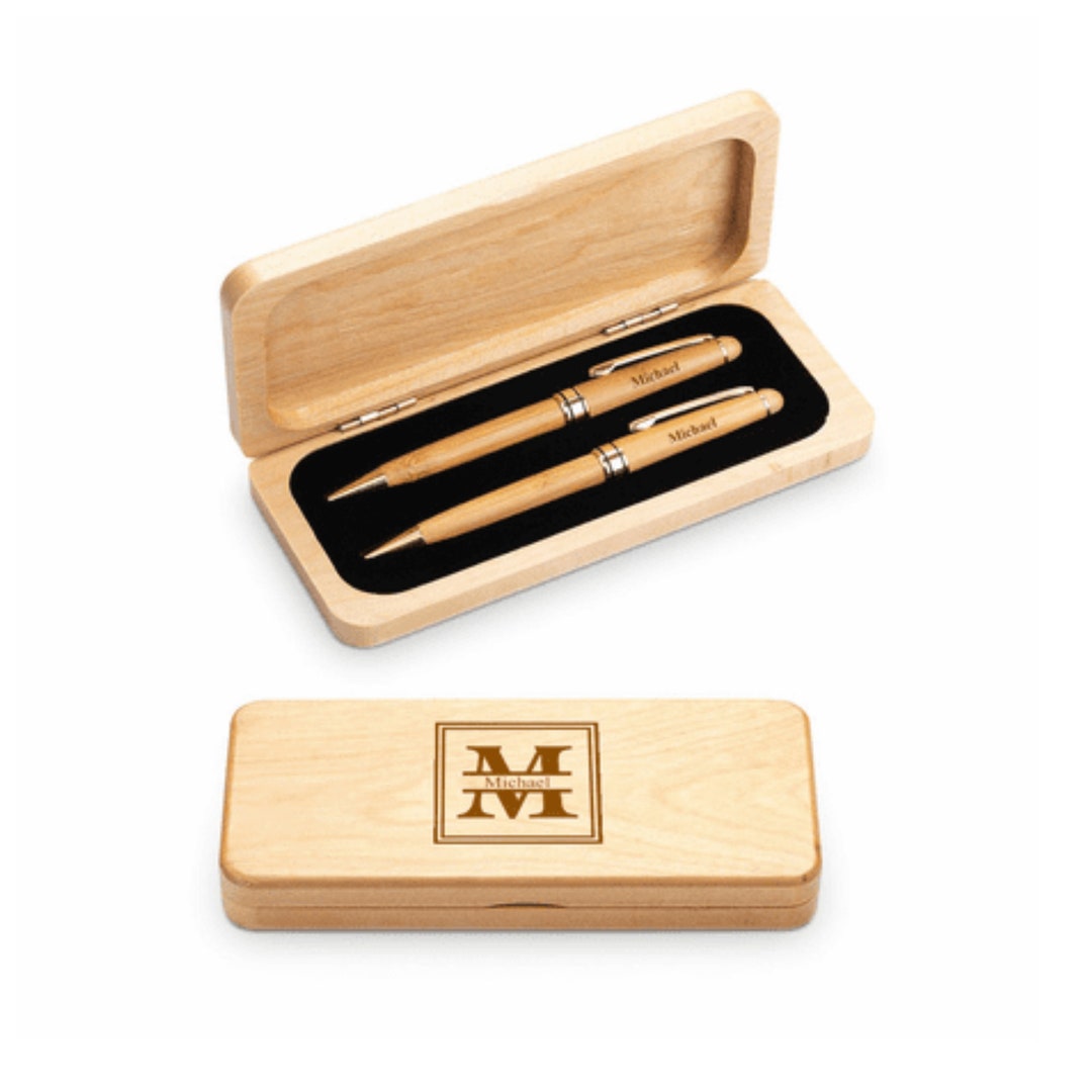 Split Monogram Theme Personalized Elegance Collection Maple Wood Pen ...