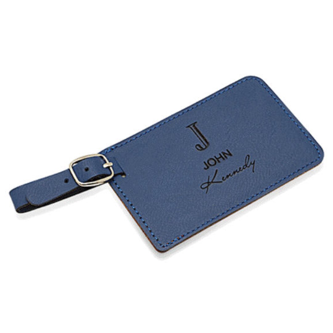 Full Name Monogram Navy Blue Luggage Tag - Free Personalization - Etsy
