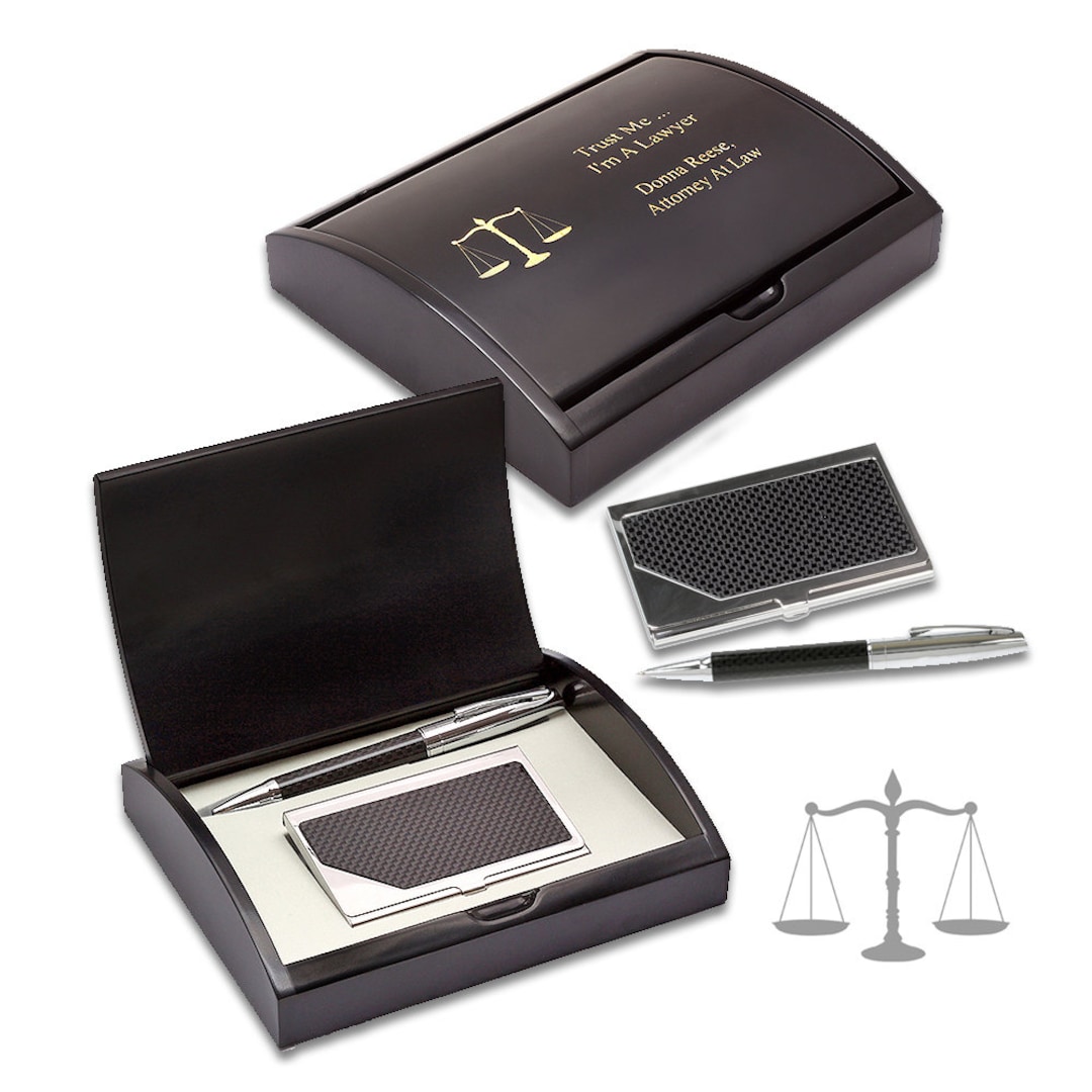 Lawyer's Pen and Business Card Case Set With Custom Engraving ...