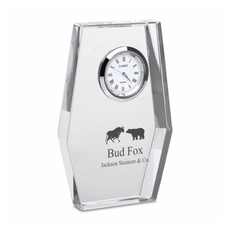 Bull & Bear Personalized Crystal Desk Clock - Etsy
