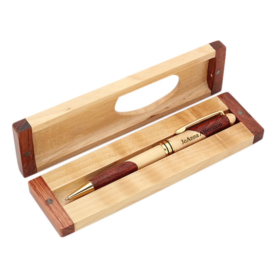 Custom Engraved Maple & Rosewood Two Tone Pen and Box Custom ...