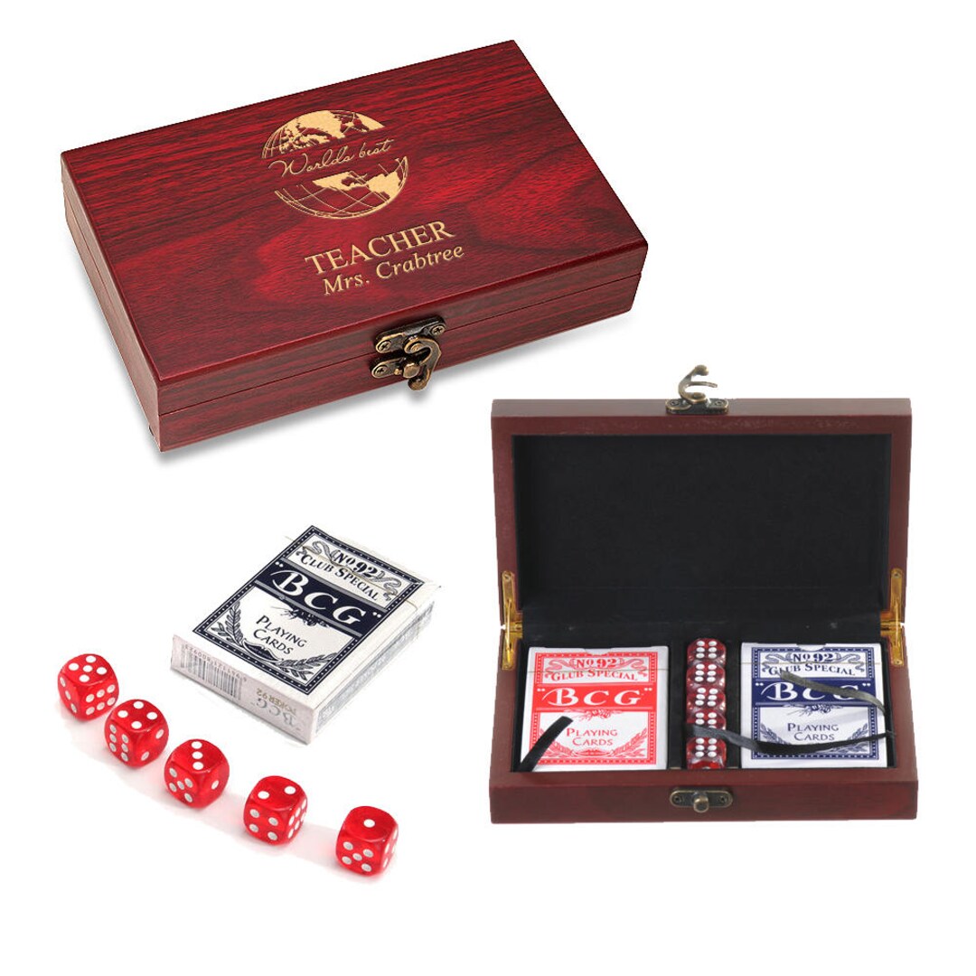 World's Best Teacher Personalized Card & Dice Set - Game Set for ...