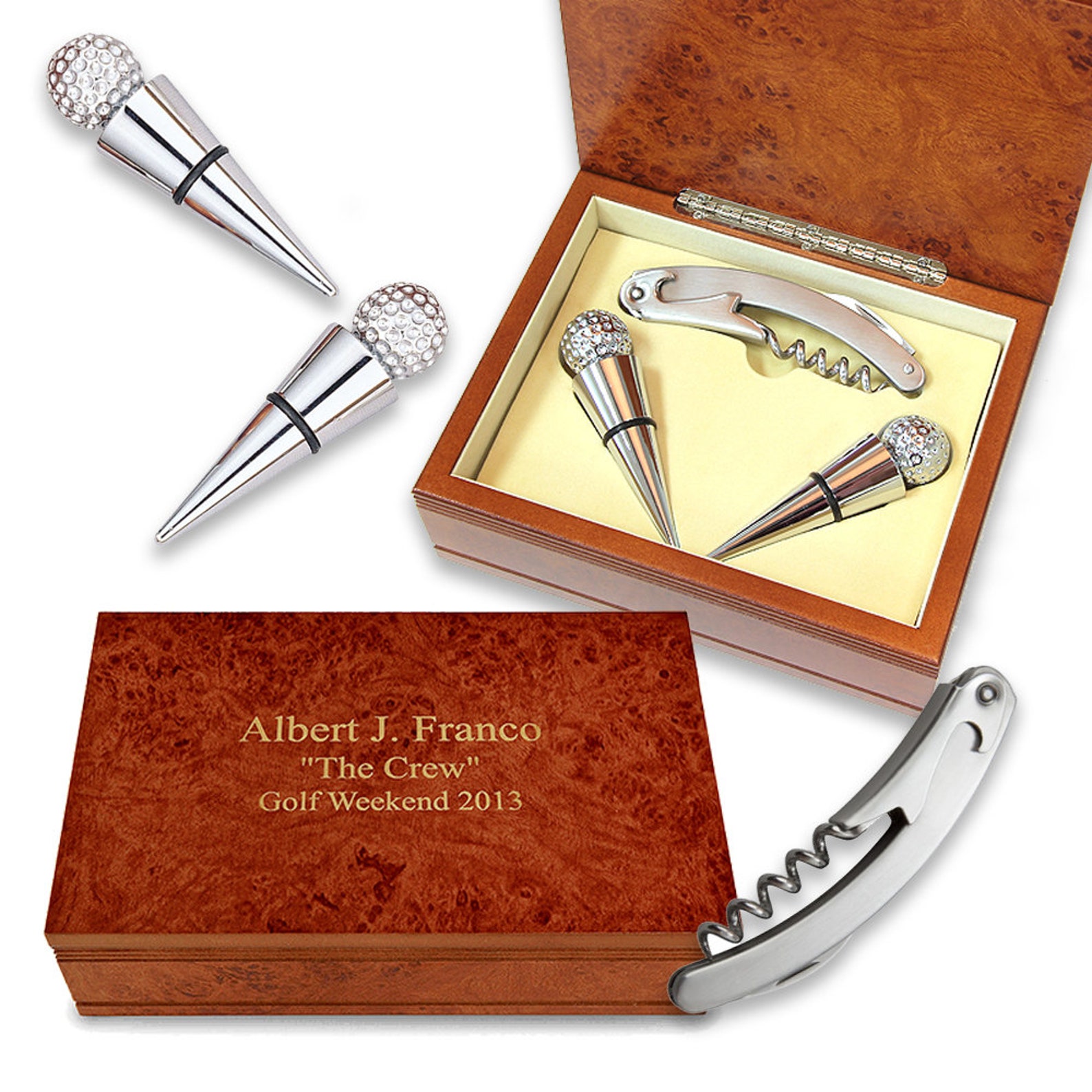 Personalized Golf Theme Wine Accessory Set Custom Engraved | Etsy