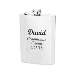 8 Ounce Satin Finish Engraved Flask - Personalized Stainless Steel ...
