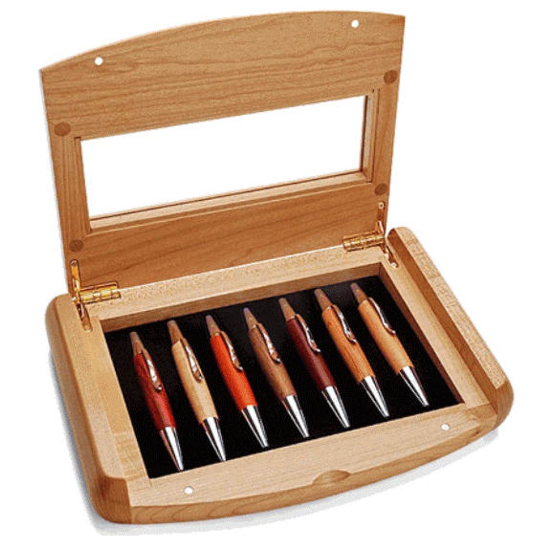 Personalized Seven Pen Gift Set With Maple Wood Presentation Case ...