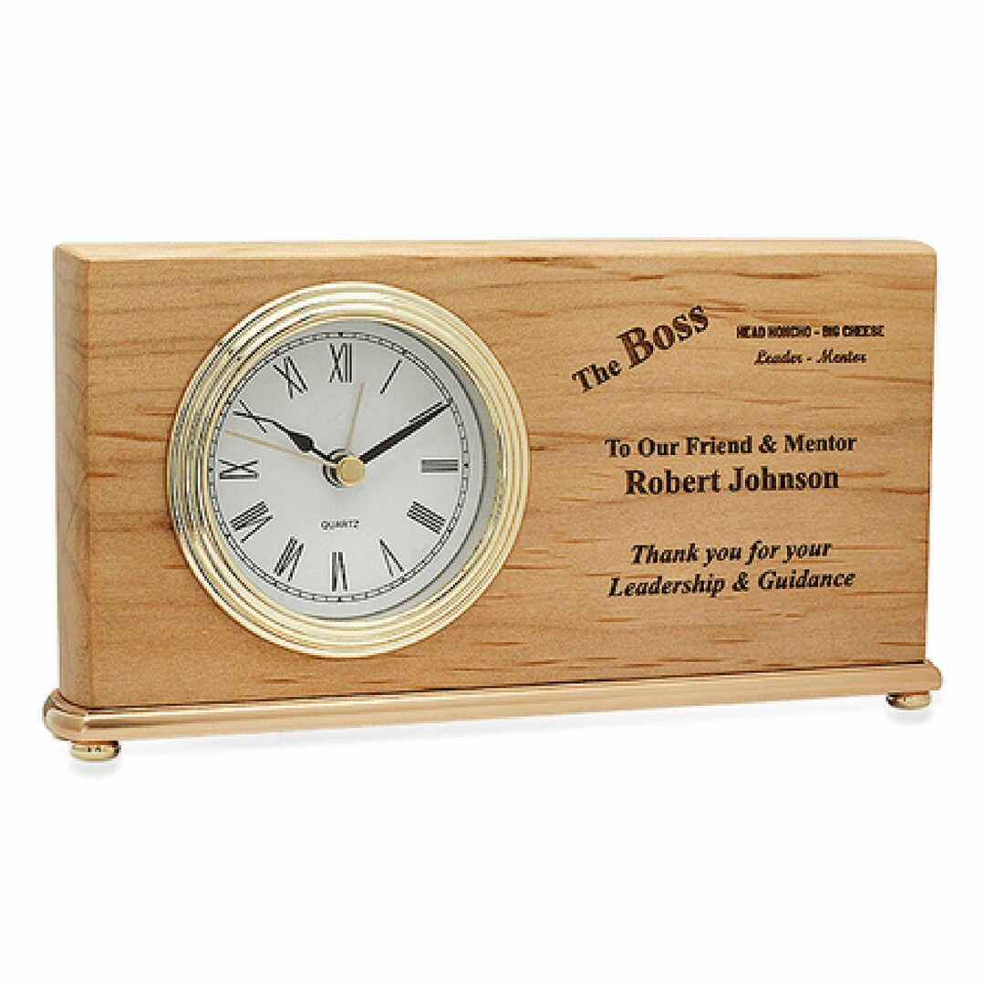 The Boss Red Alder Desk Clock - Etsy