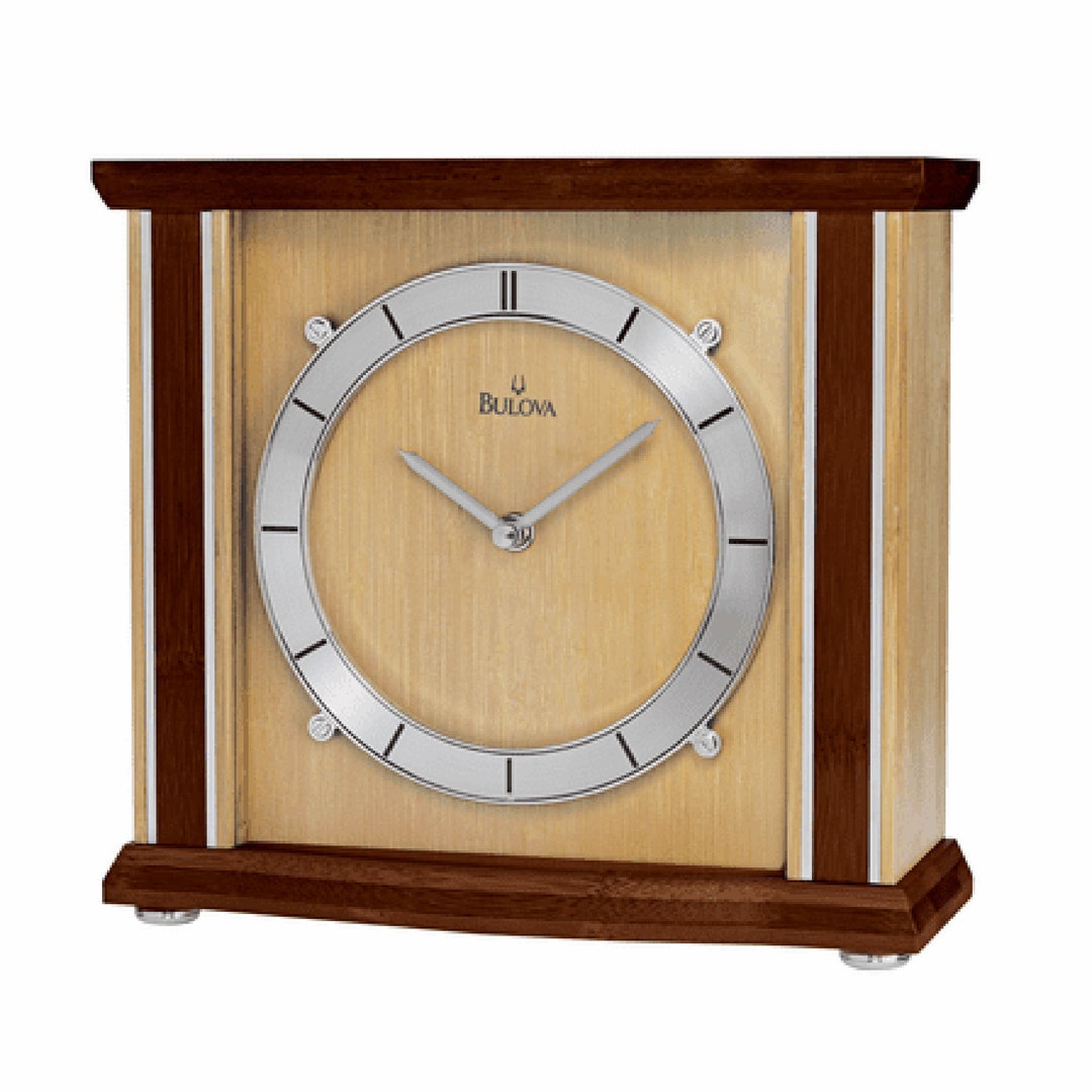 Empora Bamboo Table Clock by Bulova - Etsy