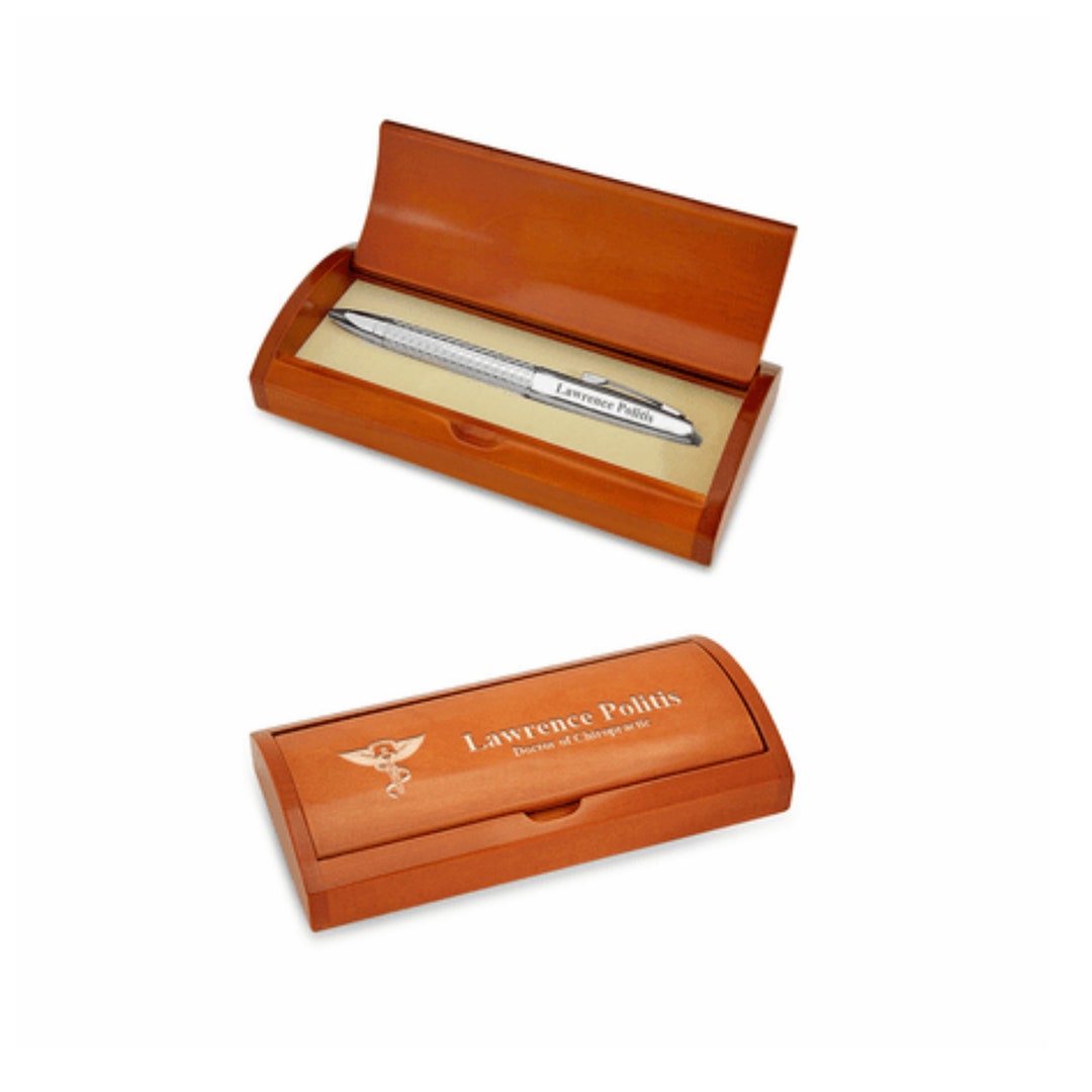 Diamond Cut Personalized Ballpoint Pen With Wood Box for Chiropractors ...
