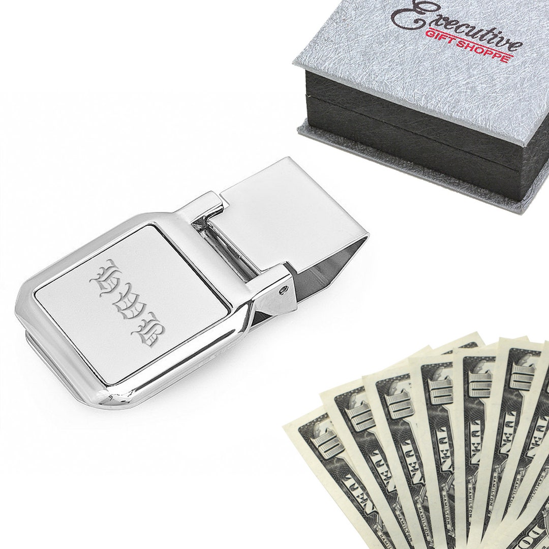 Square Face Engraved Hinged Money Clip Personalized Polished - Etsy