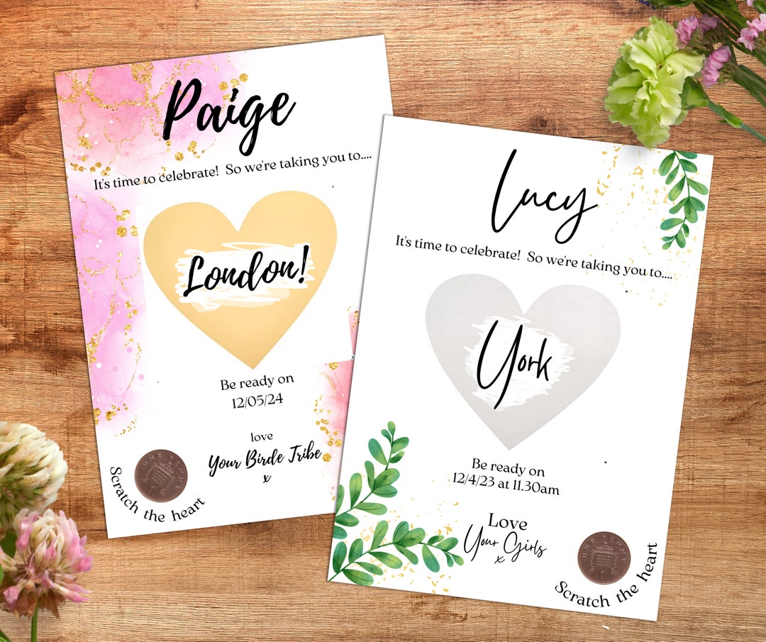 Personalised Hen Do Scratch Cards. Hen Do Surprise. Cards for the Bride ...