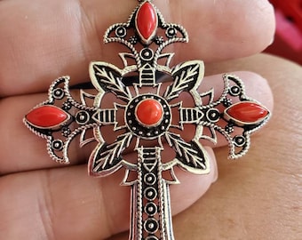 Coral Cross Pendant - Etsy