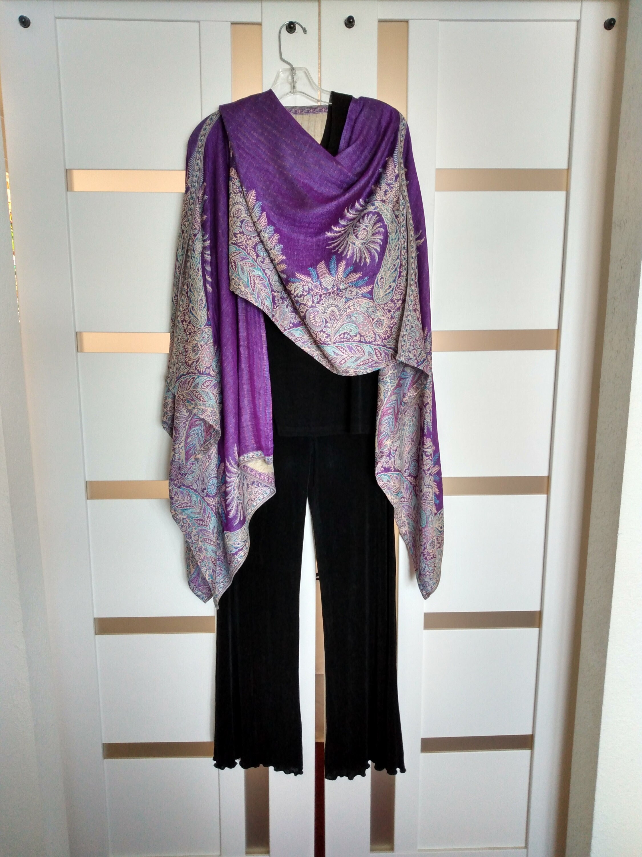 Purple Topper, Cape, Robe, Shawl, OOAK Reversible Gorgeous Silky Tan ...