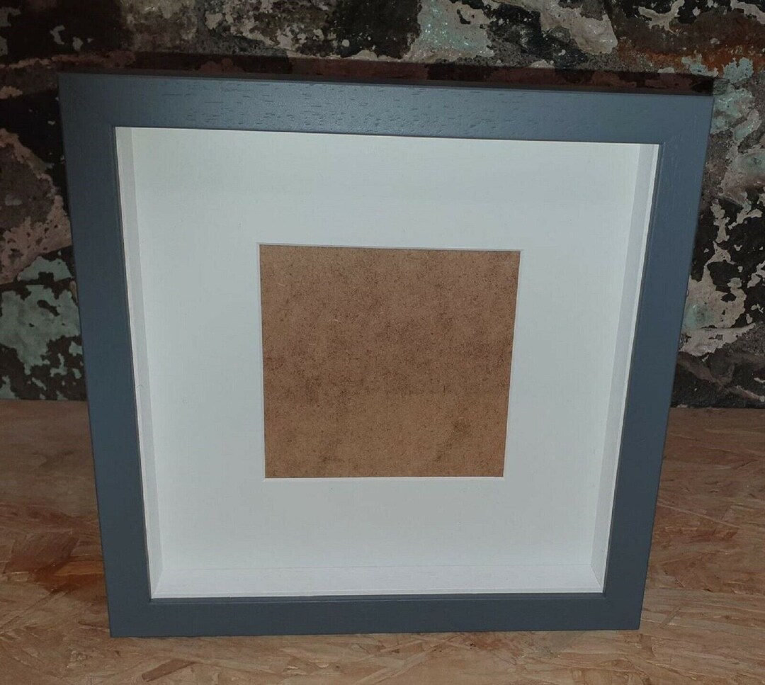 10 X Quality Deep Grey Shadow Box Frame Wooden Grain Choice of Mounts ...