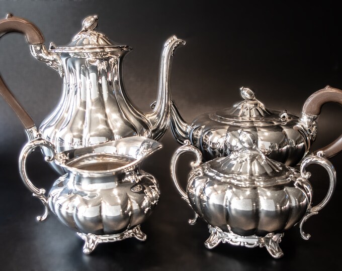 Vintage Silver Plate Tea Coffee Set Melon Community With Dust Covers - Etsy