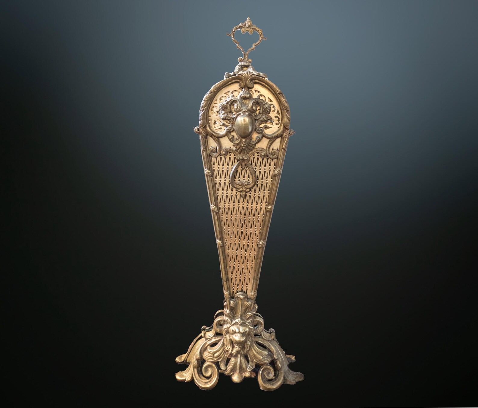 Antique Bronze Fireplace Screen Fan Napoleon III Lion Face - Etsy