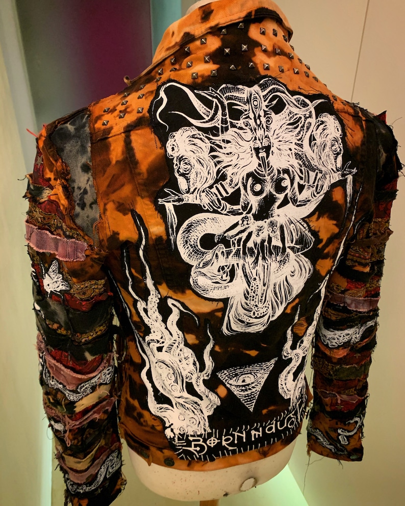 Kali Goddess Distressed Denim Jacket With Patches and Acid Wash - Etsy