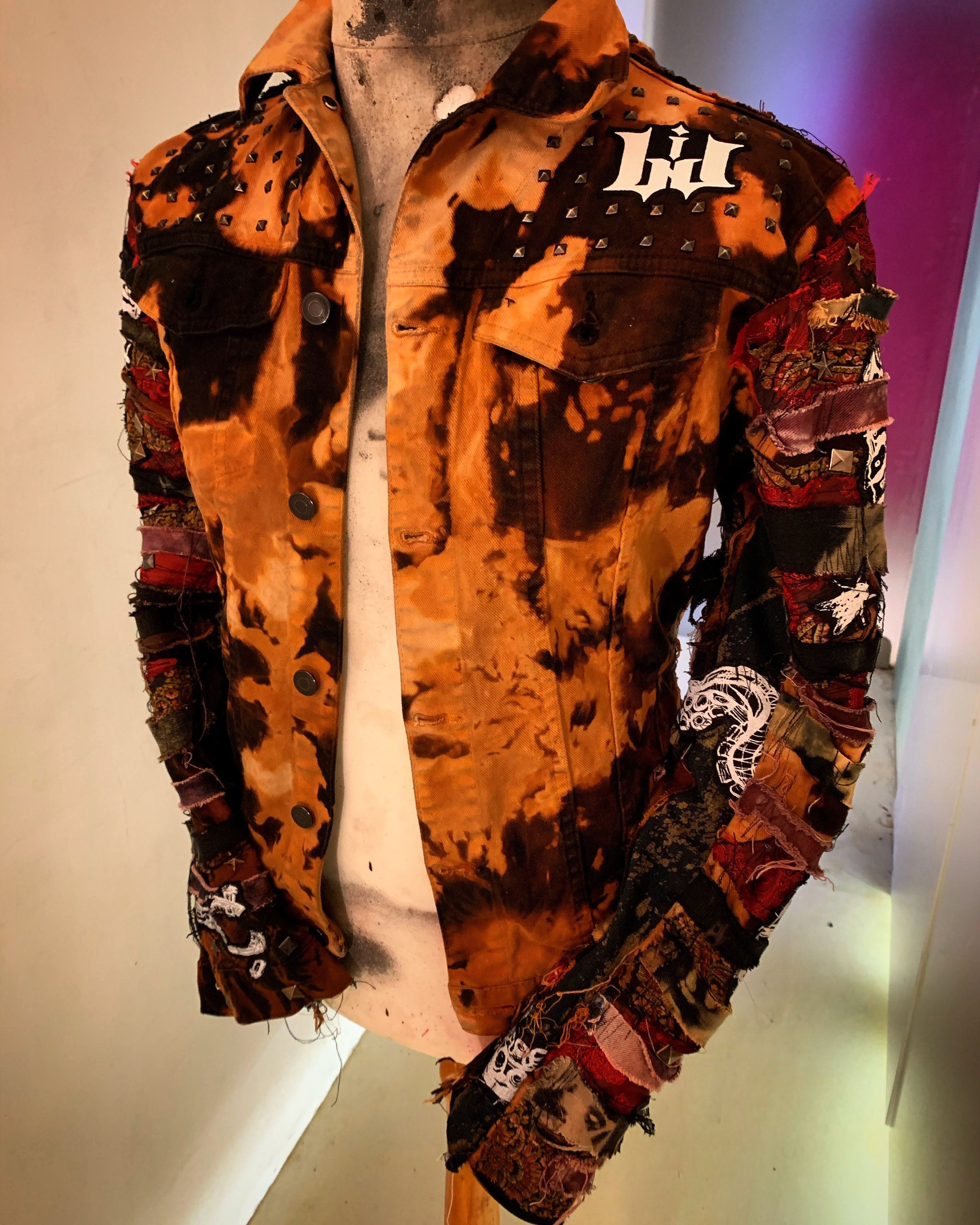 Kali Goddess Distressed Denim Jacket With Patches and Acid Wash - Etsy
