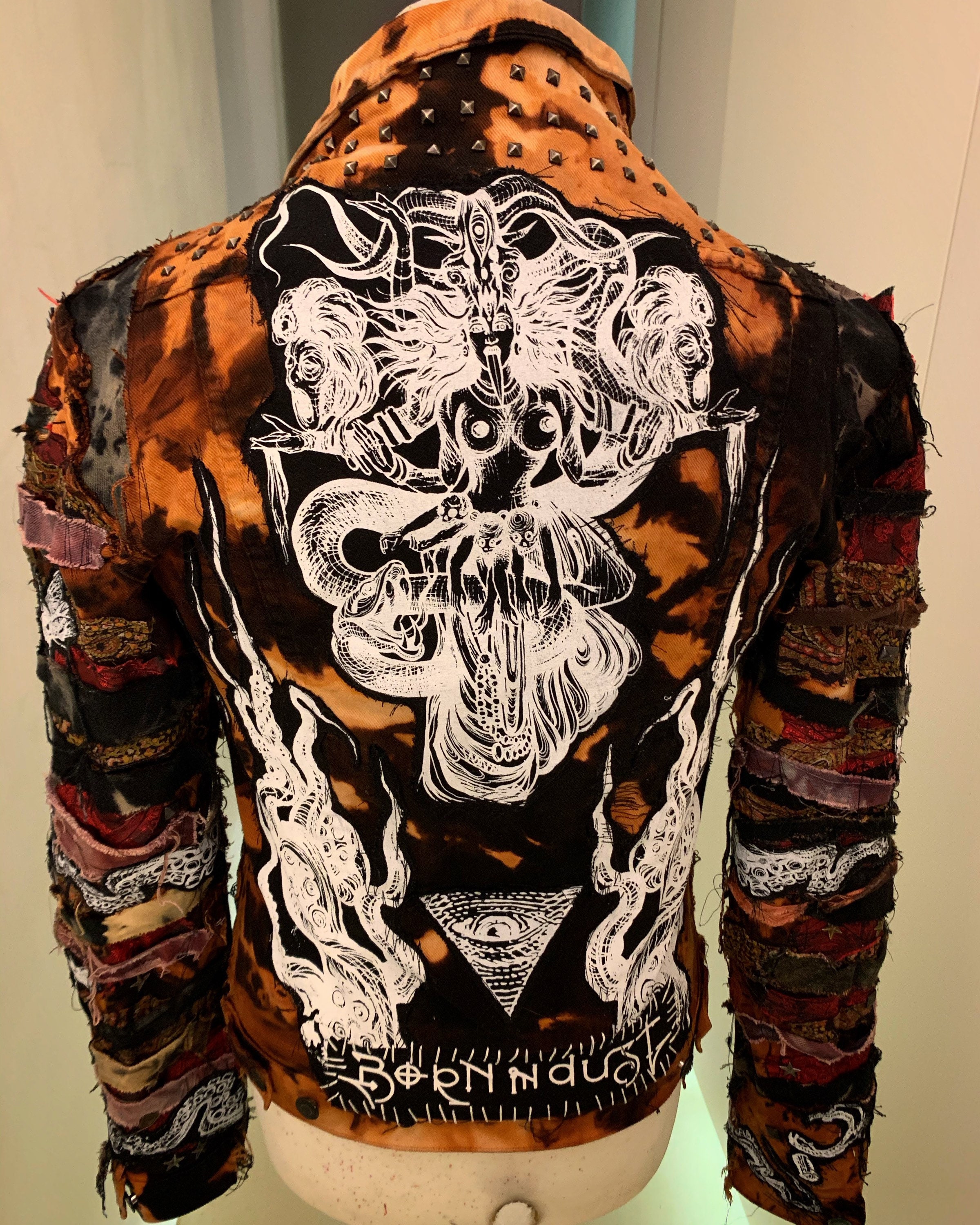 Kali Goddess Distressed Denim Jacket With Patches and Acid Wash - Etsy