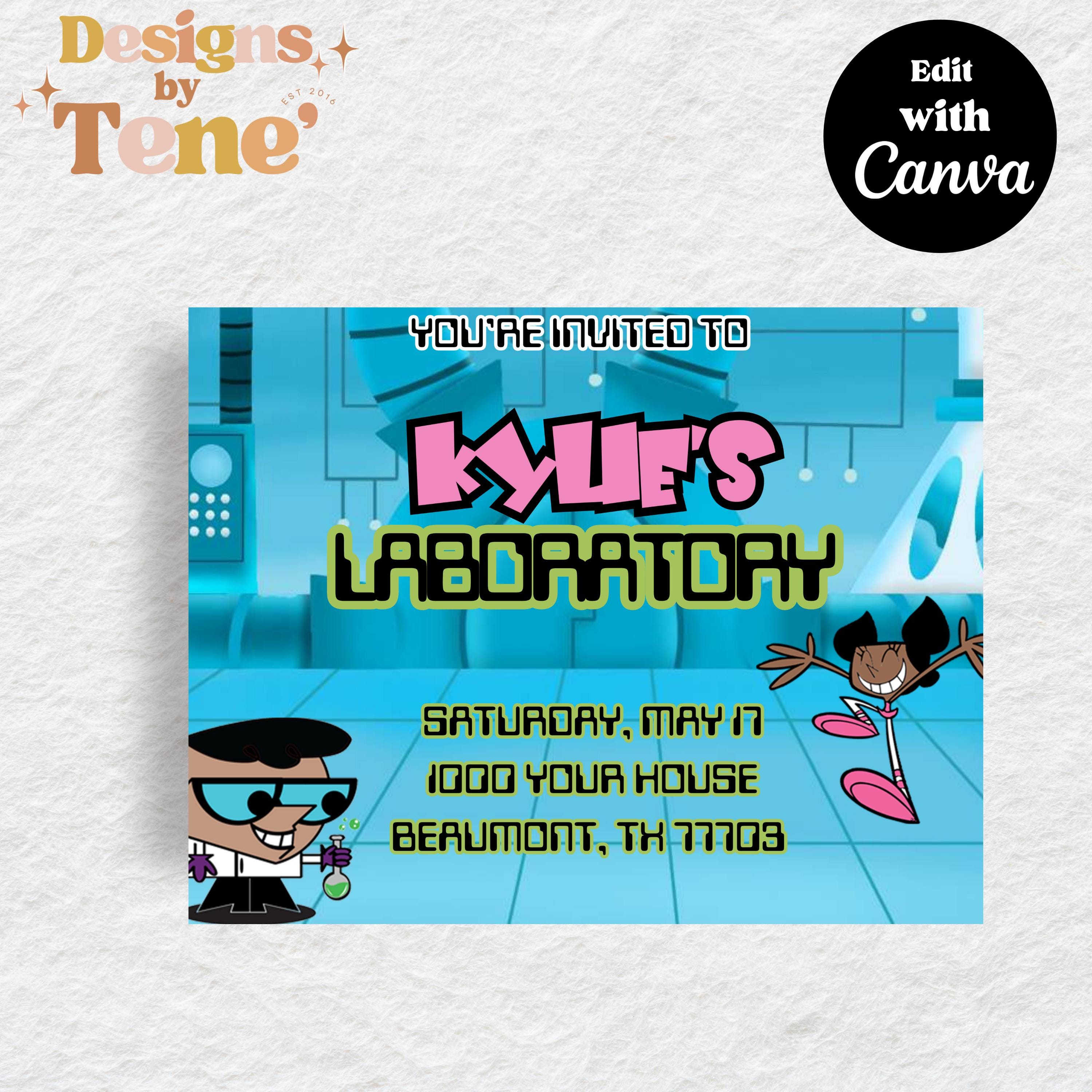 Dexter's Laboratory Birthday Invitation | Editable Canva | Instant ...
