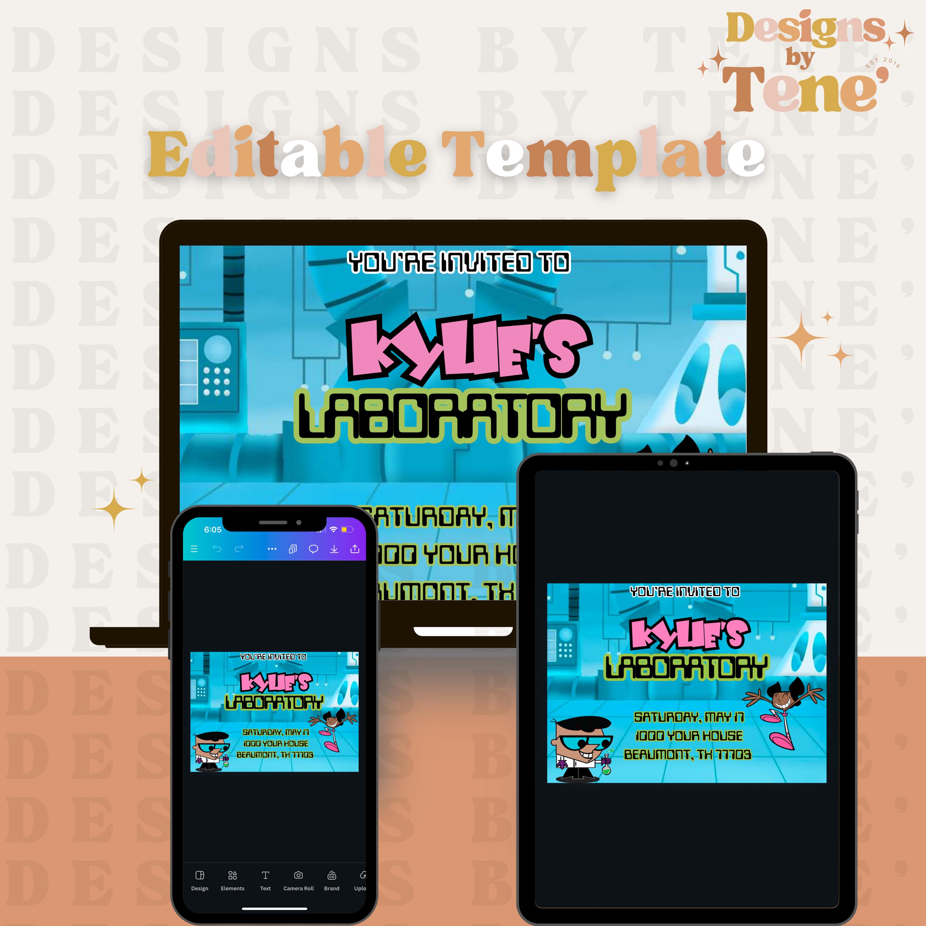 Dexter's Laboratory Birthday Invitation | Editable Canva | Instant ...