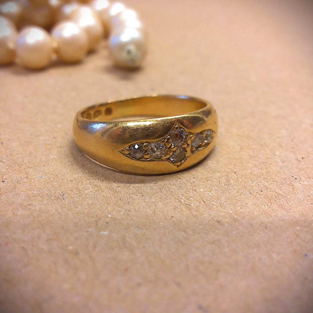 RESERVED FOR ALEXIA - Antique Diamond 18ct Gold Gypsy Ring - WW1 Ring ...