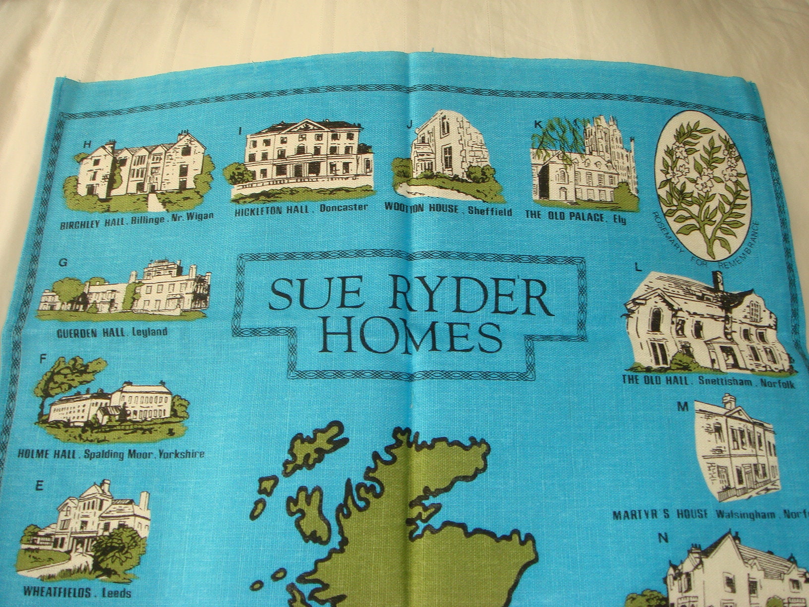 Vintage Linen Cotton Tea Towel Sue Ryder Foundation Homes - Etsy