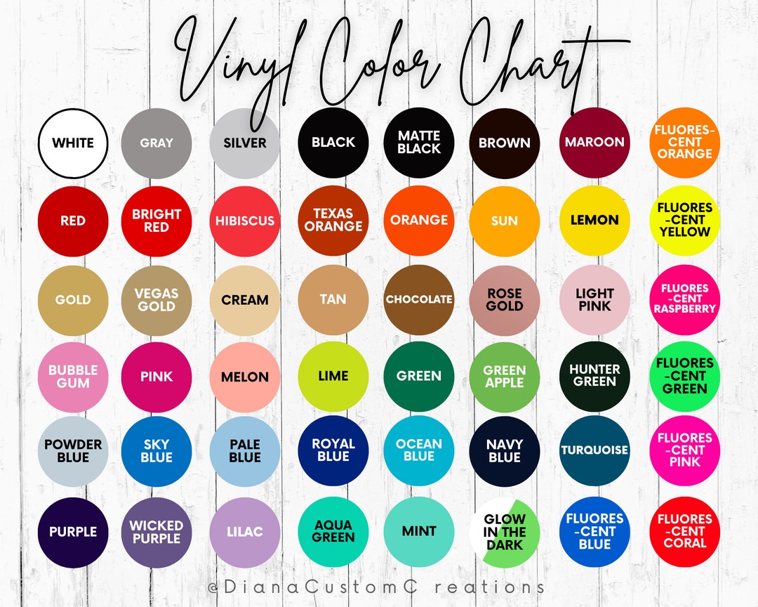VINYL COLORS Reference Only - Etsy
