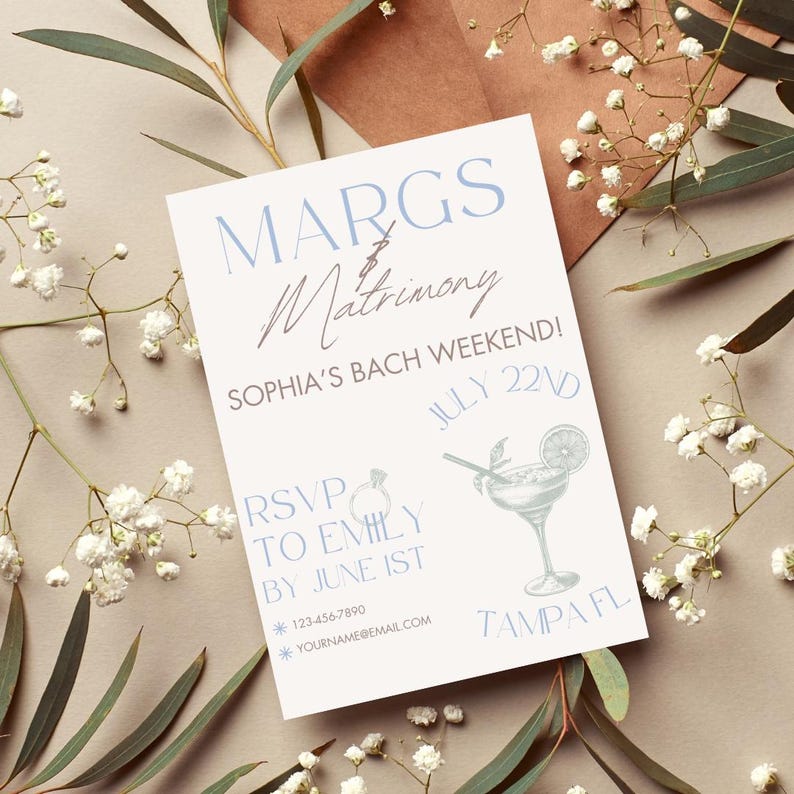 Bachelorette Invitation Margs and Matrimony - Editable Template - Bach ...